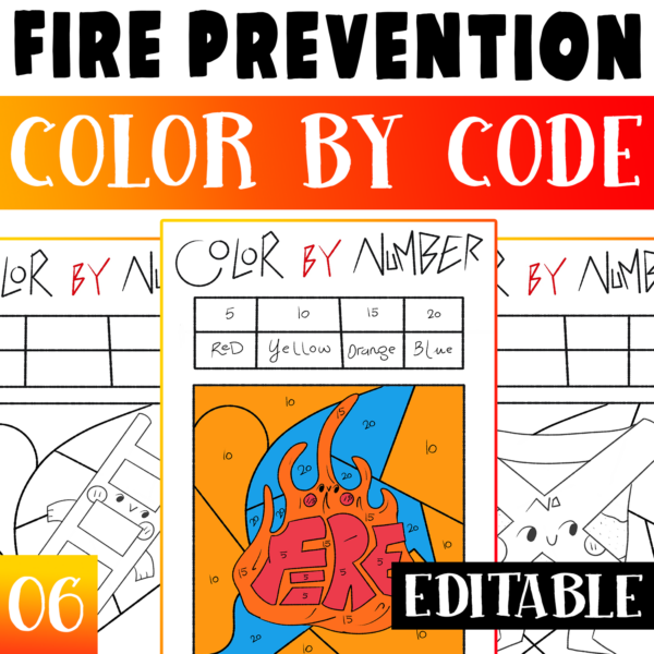 Fire Prevention Week Editable Color By Code Worksheet Activity, Color ...