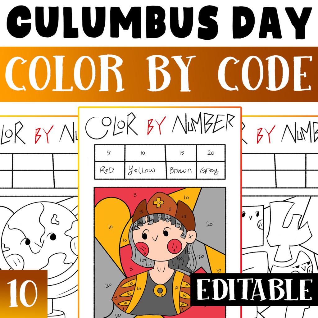 Culumbus Day Editable Color By Code Worksheets Activity, Color By ...