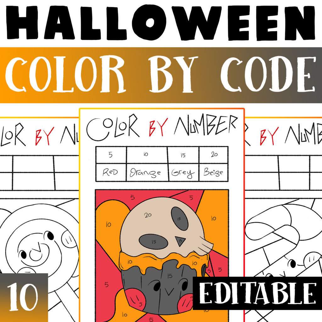 Halloween Editable Color By Code Worksheets Activity, Halloween Color ...