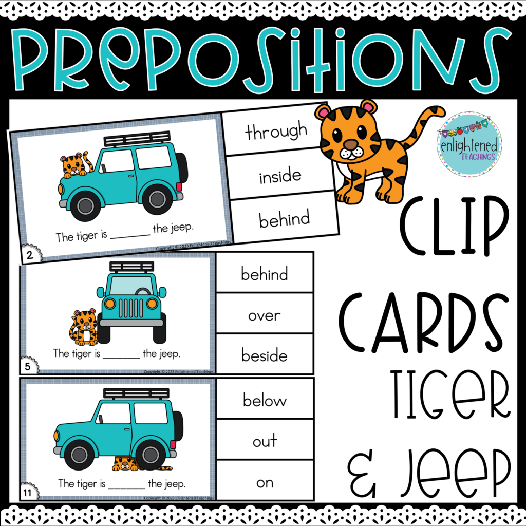 Zoo Preposition Clip Cards Task Cards Zoo Positional Words Tiger and ...