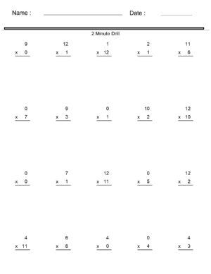 Multiplication Worksheets - Advanced Times Table Drill Worksheets ...