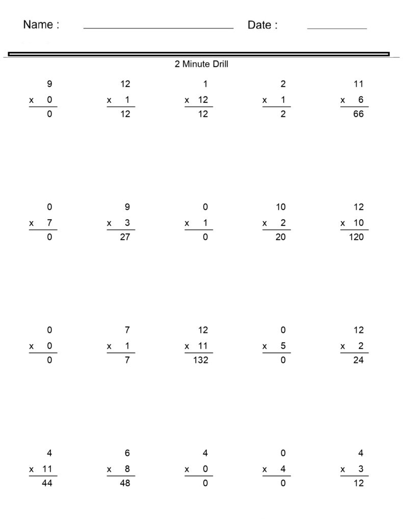 Multiplication Worksheets - Advanced Times Table Drill Worksheets ...