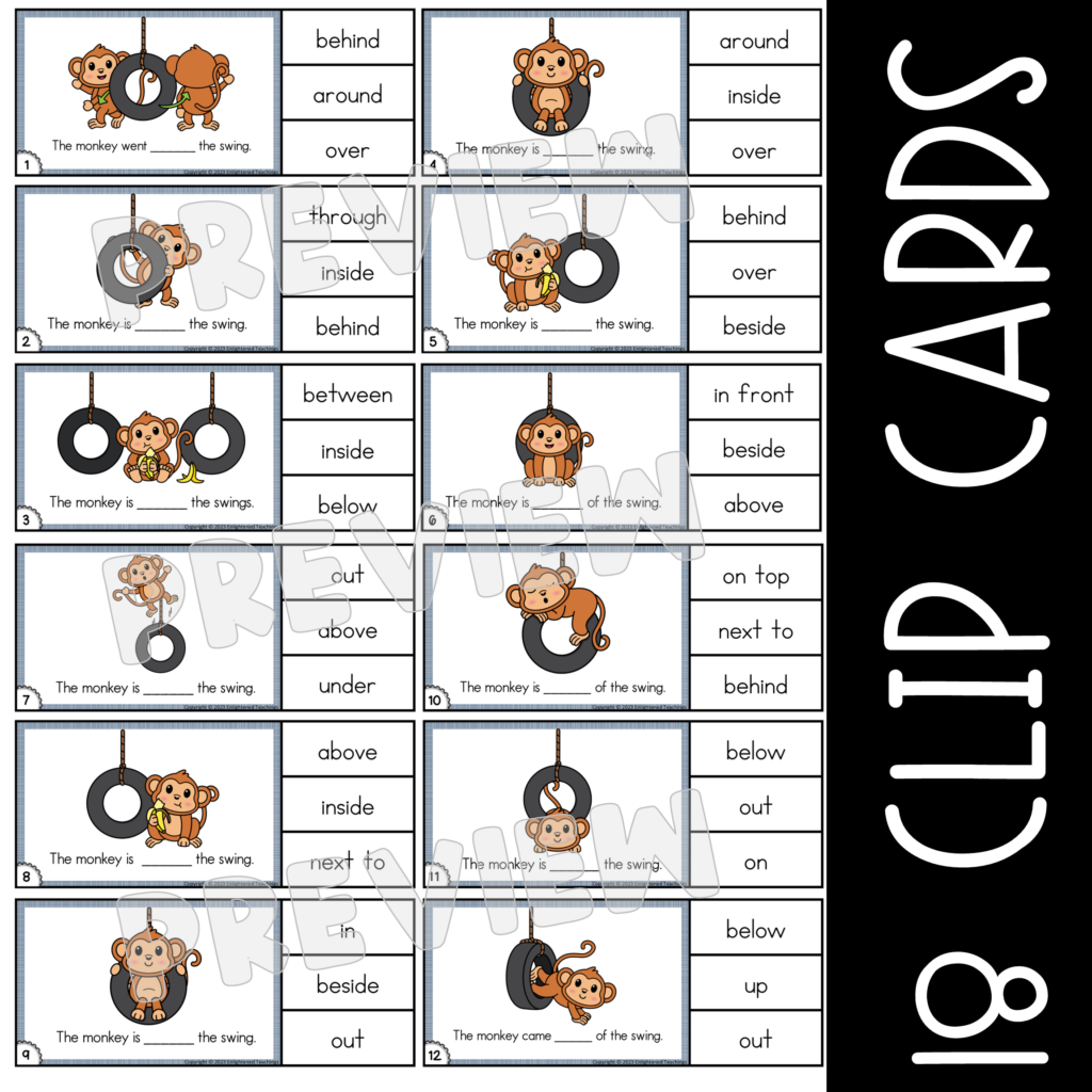 Zoo Preposition Clip Cards Zoo Preposition Task Card Bundle | Made By ...