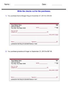 Money Worksheets - Writing a Check Worksheets | Made By Teachers