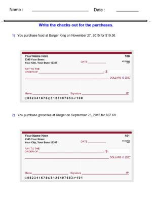 Money Worksheets - Writing a Check Worksheets | Made By Teachers