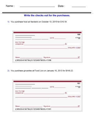Money Worksheets - Writing a Check Worksheets | Made By Teachers