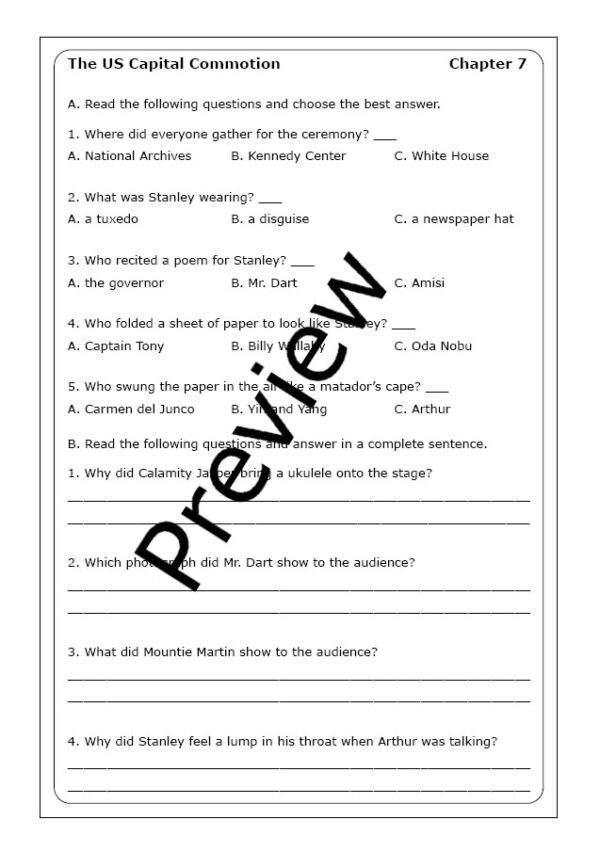 Flat Stanley "The US Capital Commotion" worksheets | Made By Teachers