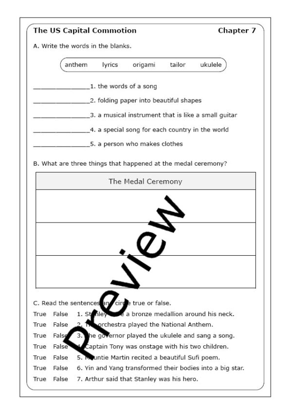 Flat Stanley "The US Capital Commotion" worksheets | Made By Teachers