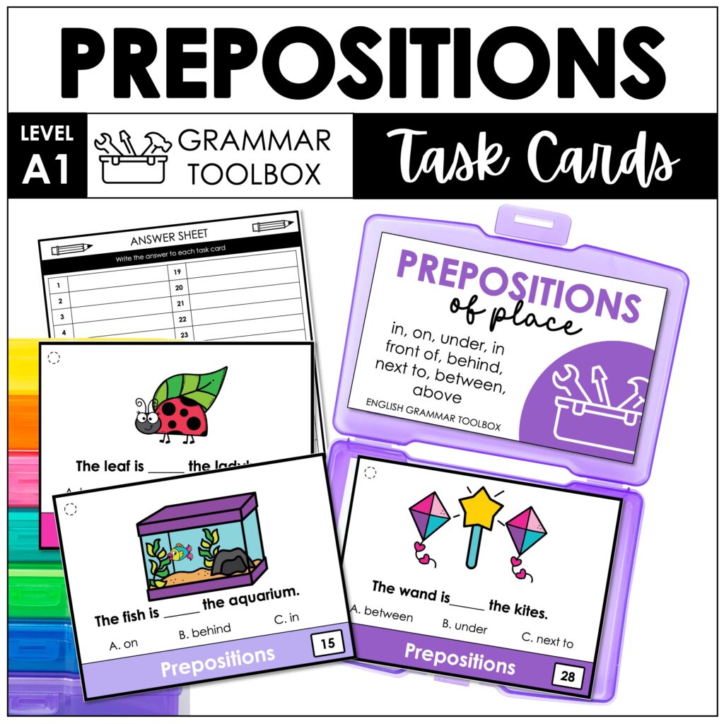 Prepositions of Place Task Cards - in, on, under, next to, between, in ...
