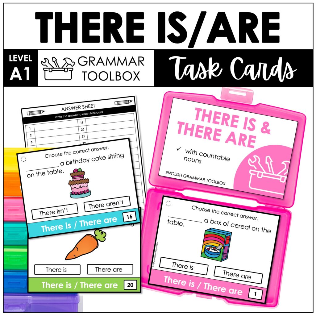 There is | There are Task Cards - Subject Verb Agreement with Countable ...
