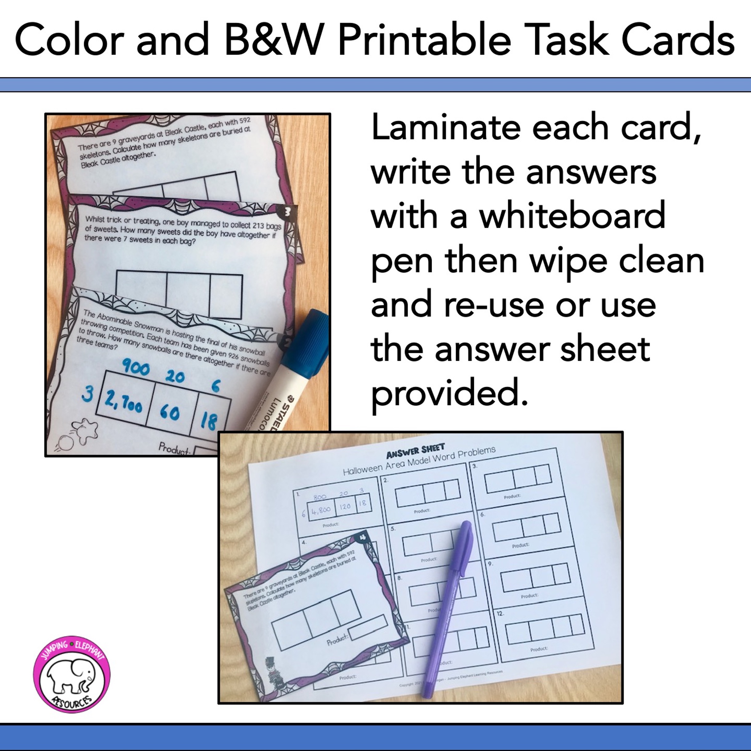 Halloween Area Model Multiplication Word Problems 3x1 and 4x1 Google ...