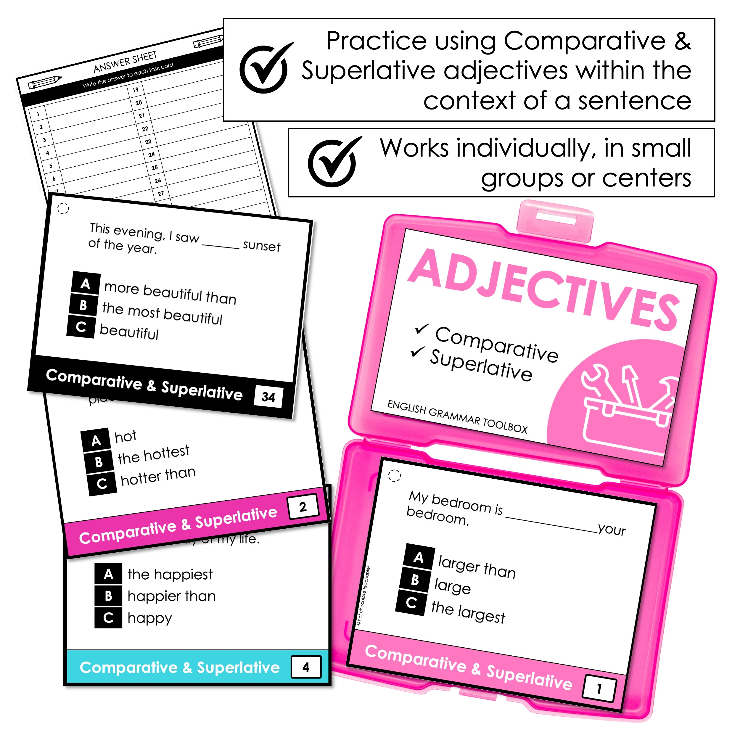 Adjectives : Comparative & Superlative Task Cards | Made By Teachers