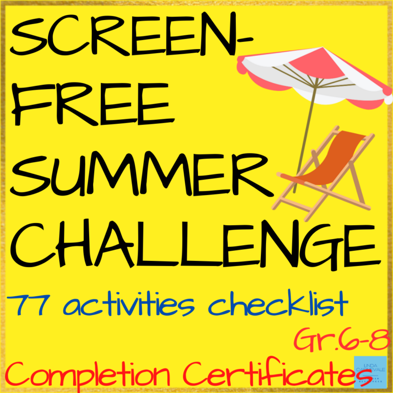 Scree-free Summer Activities Challenge Checklist with Completion ...