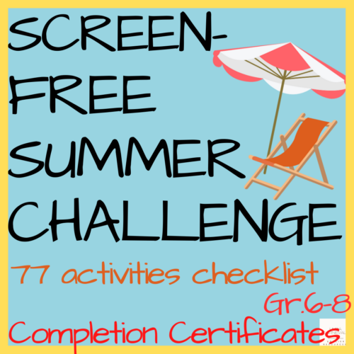 Scree-free Summer Activities Challenge Checklist with Completion ...