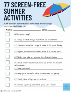 Scree-free Summer Activities Challenge Checklist with Completion ...