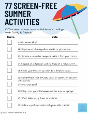 Scree-free Summer Activities Challenge Checklist with Completion ...