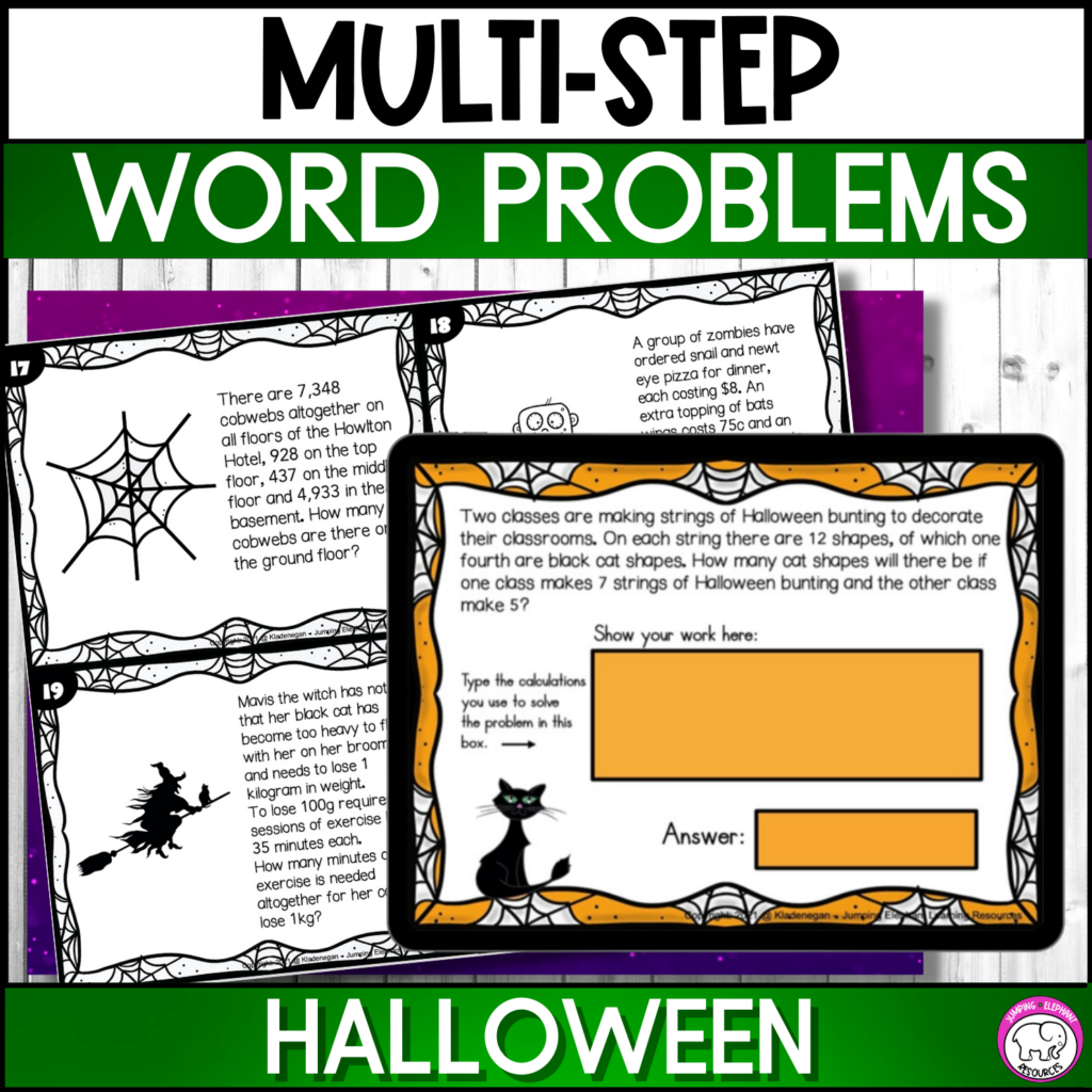 Halloween Multistep Word Problems using all 4 operations Google Slides ...