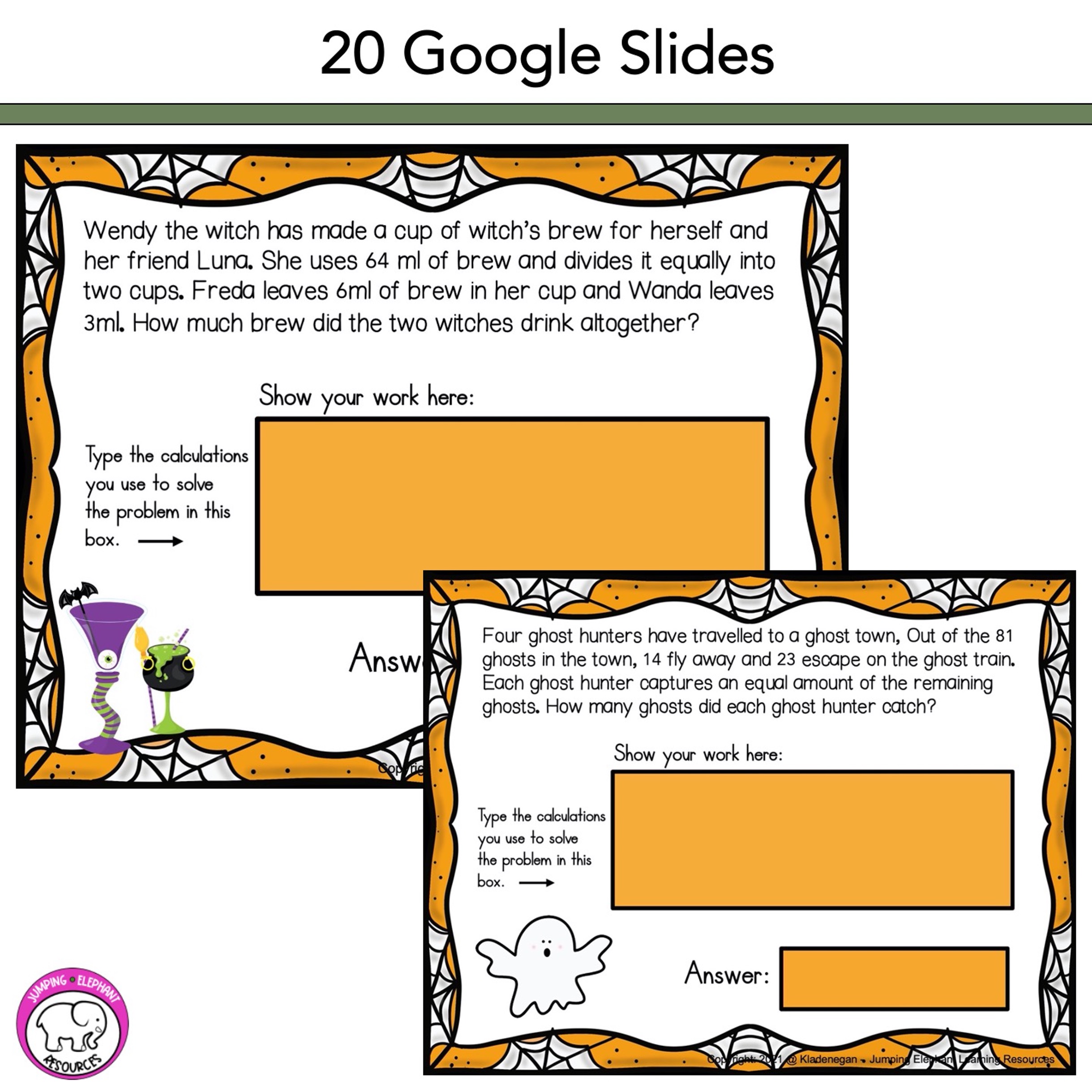 Halloween Multistep Word Problems using all 4 operations Google Slides ...