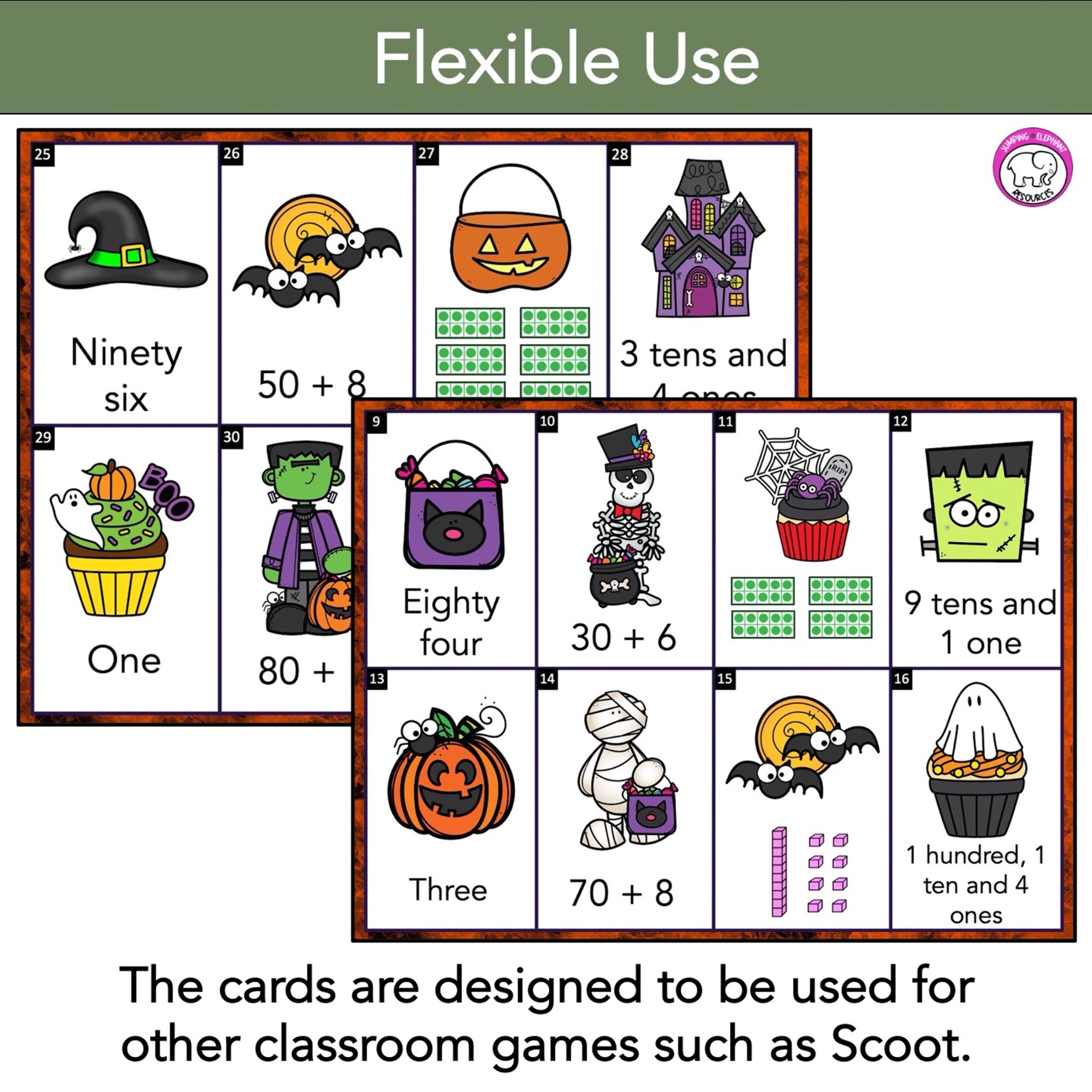 Halloween Place Value War Math Game 0 to 120 Base 10, Expanded and Word ...