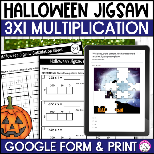 Halloween 4 Digit by 1 Digit Multiplication Google Slides and ...