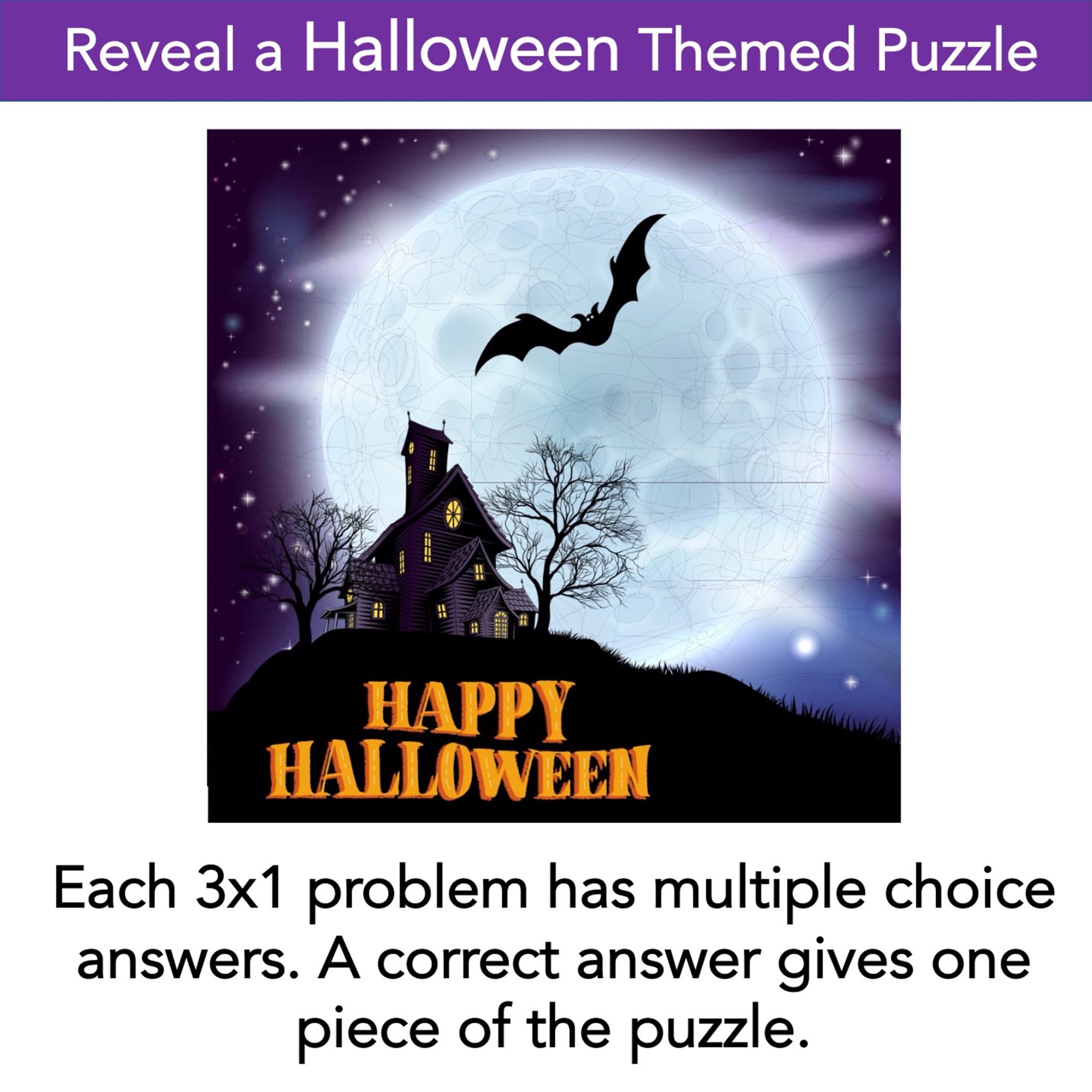 Halloween 3 digit by 1 Digit Multiplication Digital Jigsaw Puzzle ...