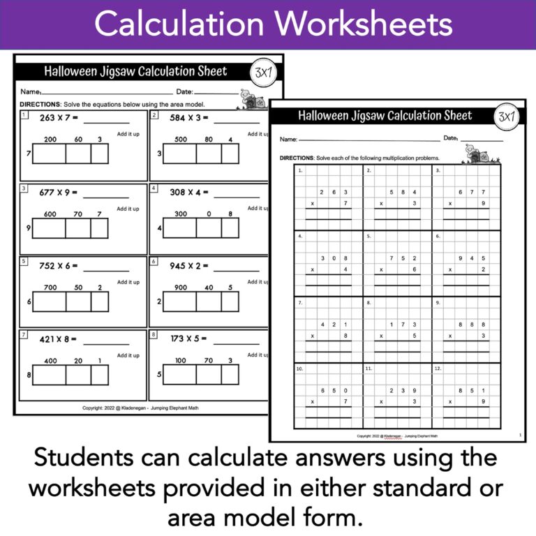Halloween 3 digit by 1 Digit Multiplication Digital Jigsaw Puzzle ...