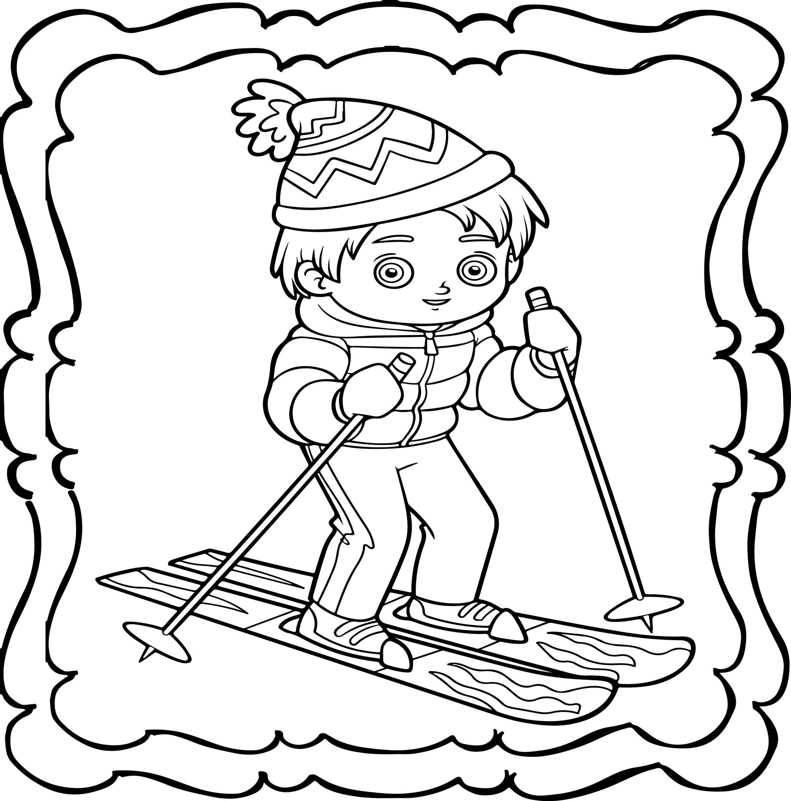 Skiing Coloring Book : Easy and Fun Skiing Coloring Book for Kids ...