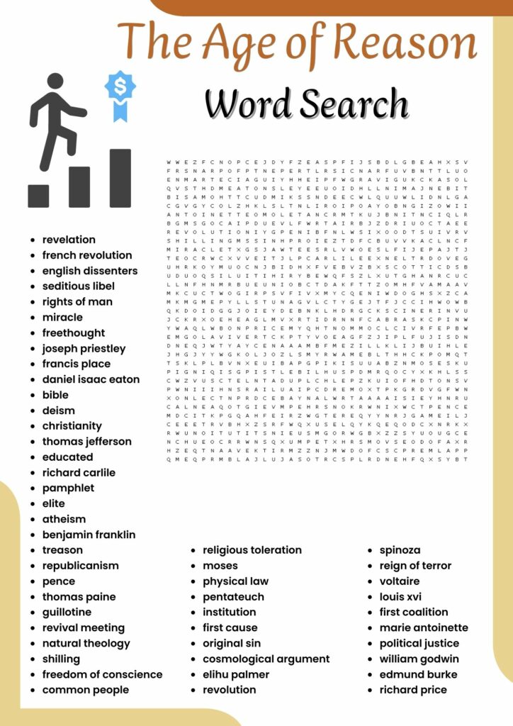 The Age of Reason word search Puzzle worksheet activities for kids ...