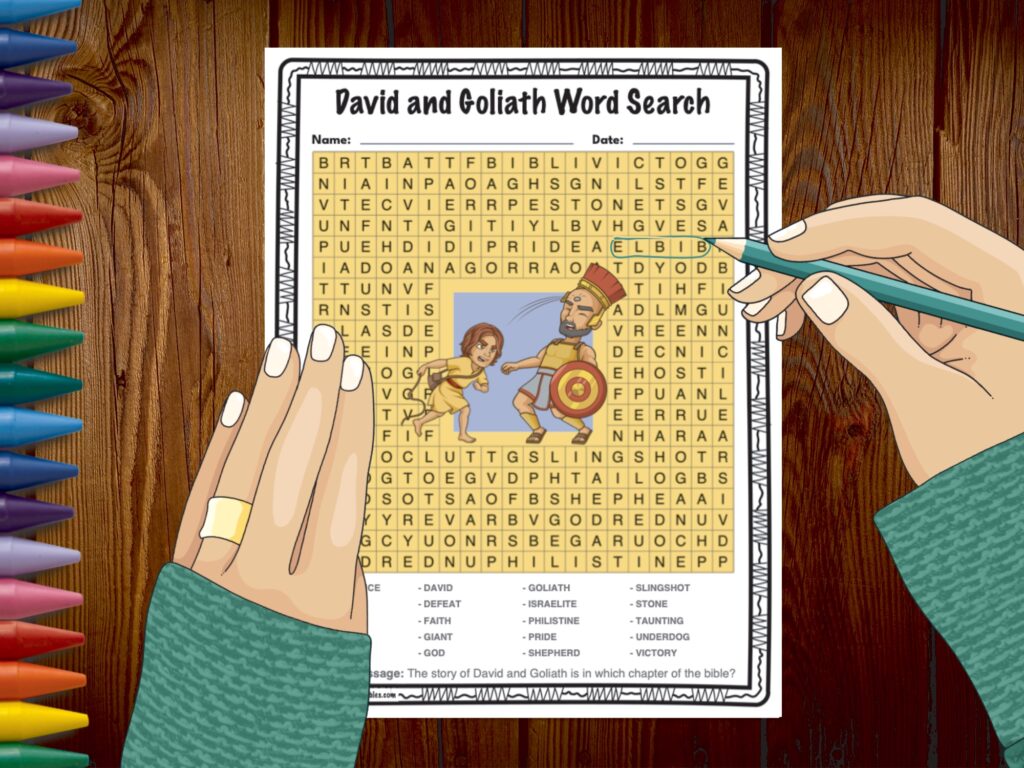 David and Goliath Word Search Bible Puzzle Activity Worksheet | Made By ...