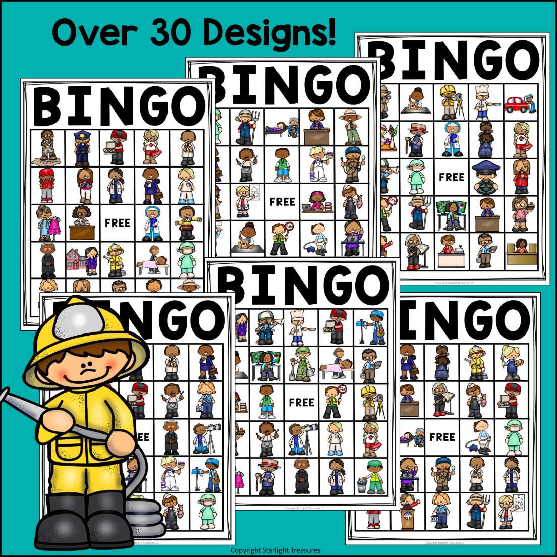 Labor Day Bingo Cards for Early Readers - Community Helpers Bingo ...