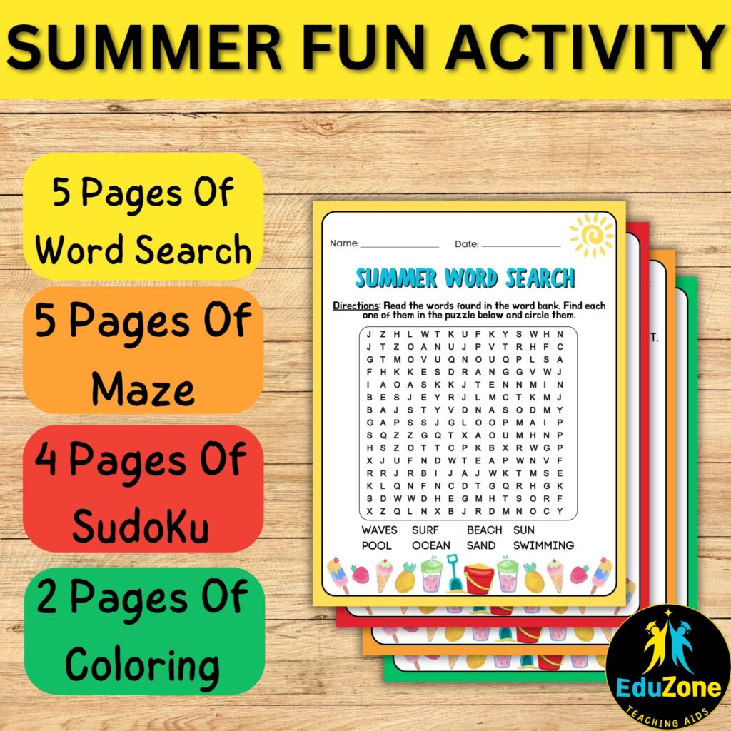 Summer Fun Activity Book for Kids Ages 3-5: Puzzles, Games, sudoku ...