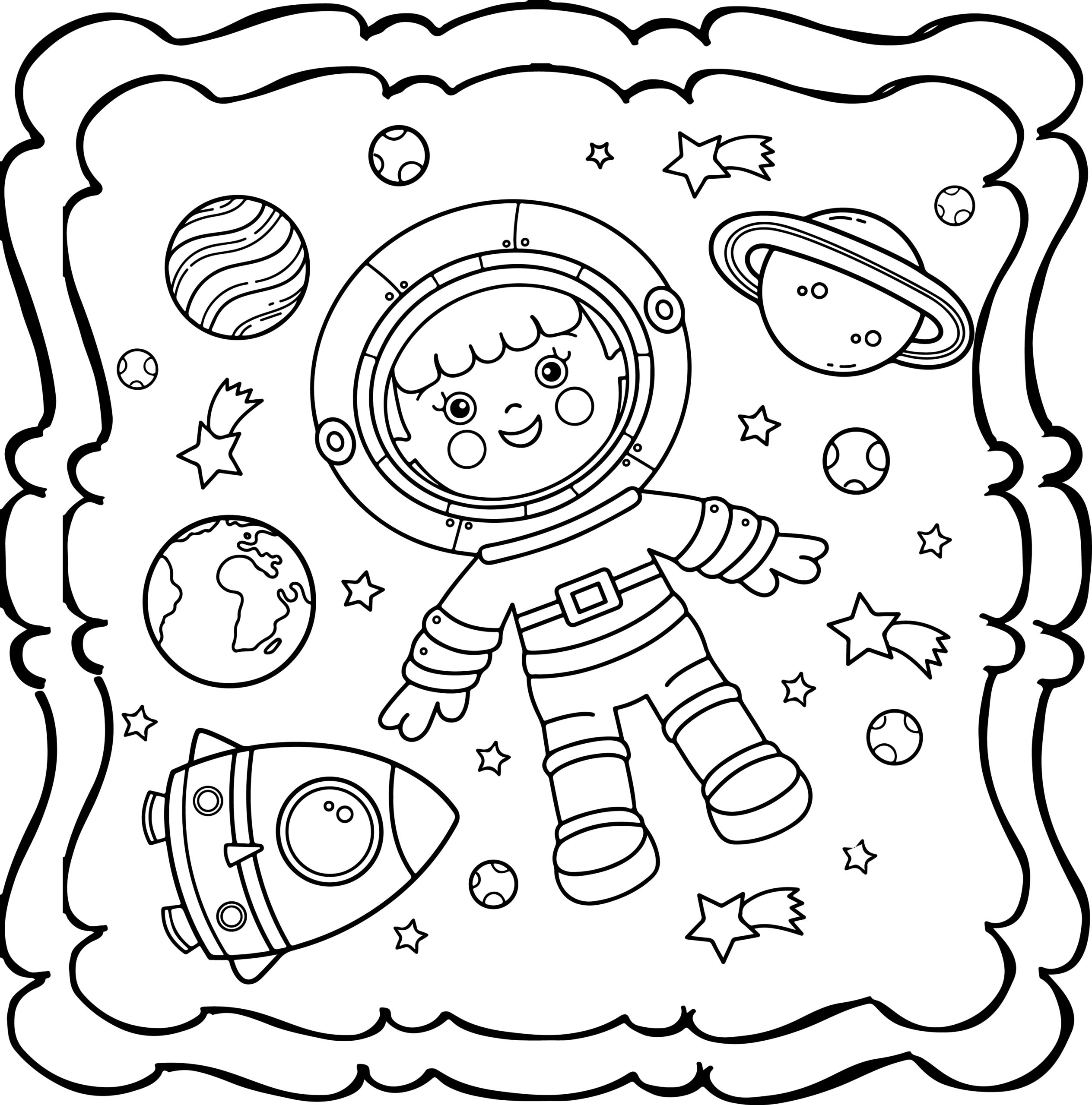 Space Coloring Book : Easy and Fun Skiing Space Book for Kids | Made By ...