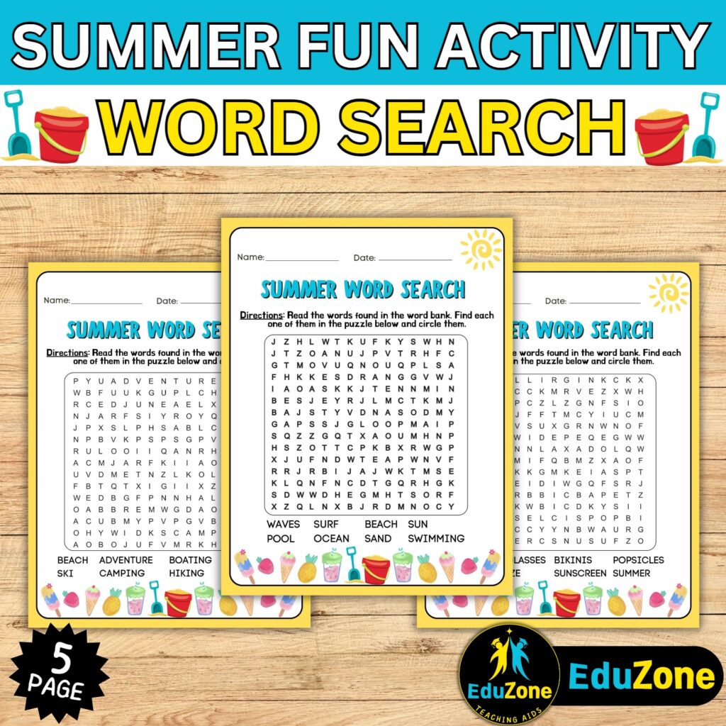 Summer Adventure Quest: Beach Themed Word Search Puzzles for Kids ...