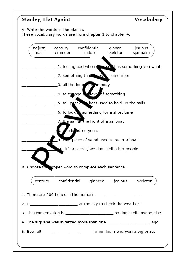 Jeff Brown "Stanley, Flat Again!" worksheets | Made By Teachers