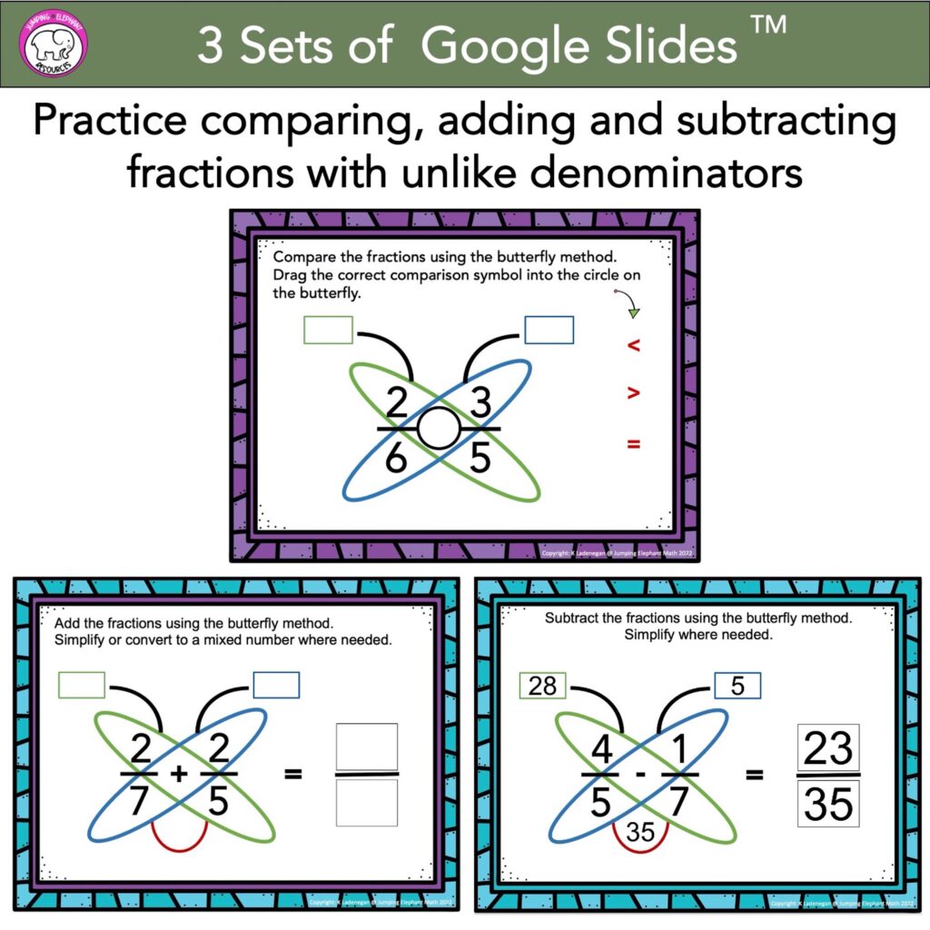 Comparing Adding and Subtracting Fractions using the Butterfly Method ...