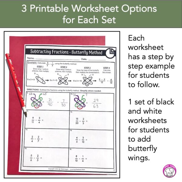 Comparing Adding and Subtracting Fractions using the Butterfly Method ...