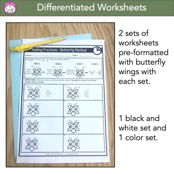Comparing Adding and Subtracting Fractions using the Butterfly Method ...