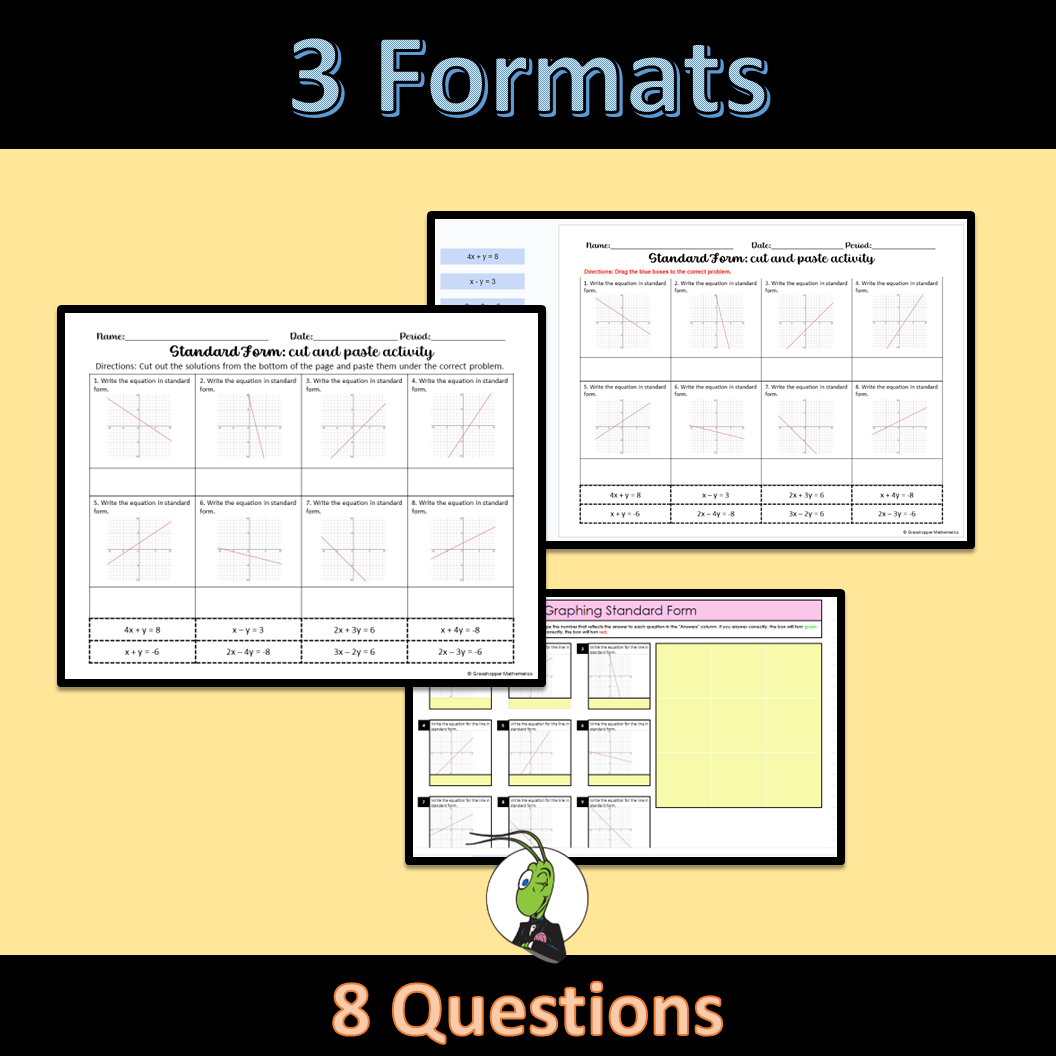 Graphing Standard Form Linear | Cut and Paste Activity | Mystery ...