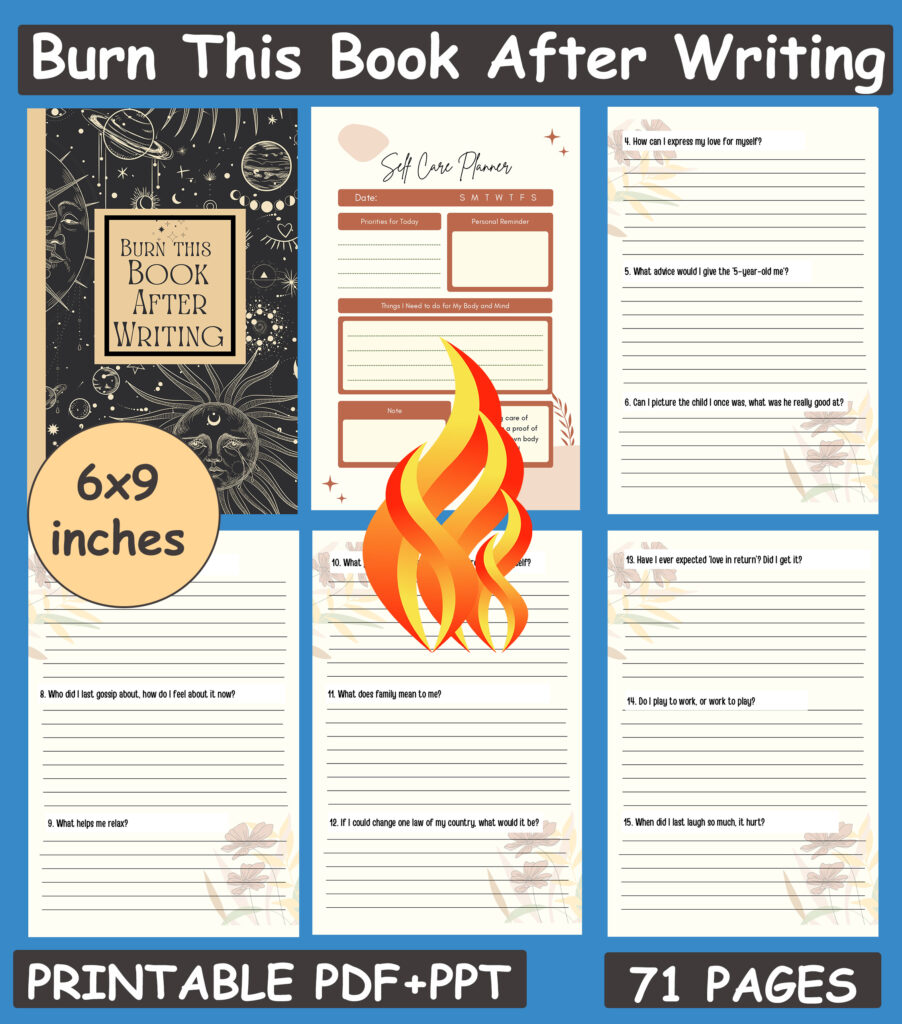 Burn This Book After Writing Journal of Self-healing, 105 Important ...