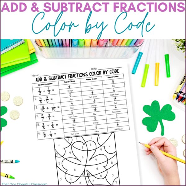 St. Patrick's Day Adding & Subtracting Fractions Like Denominators ...