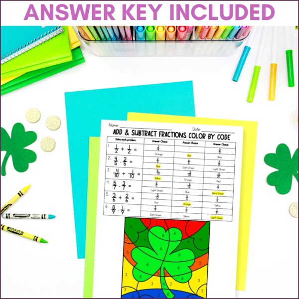 St. Patrick's Day Adding & Subtracting Fractions Like Denominators ...