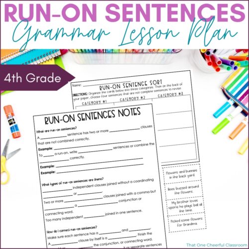 4th Grade Run On Sentences Grammar and Writing Lesson & Activities ...
