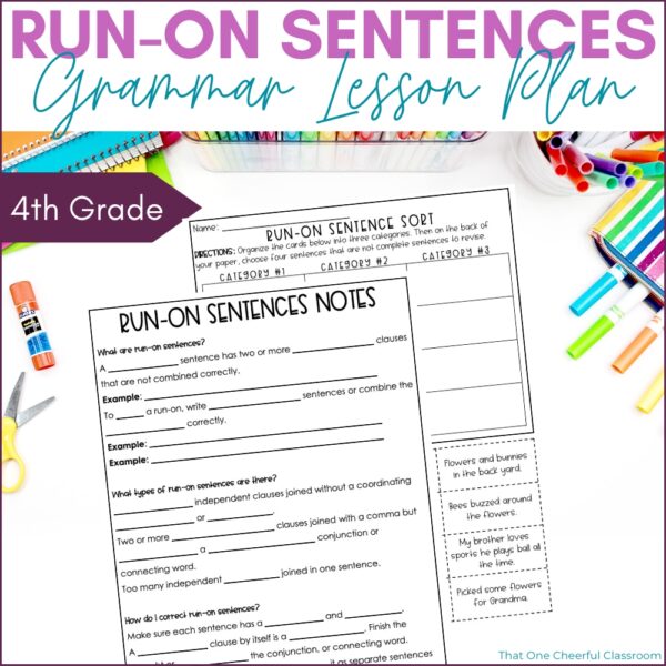 4th Grade Run On Sentences Grammar and Writing Lesson & Activities ...