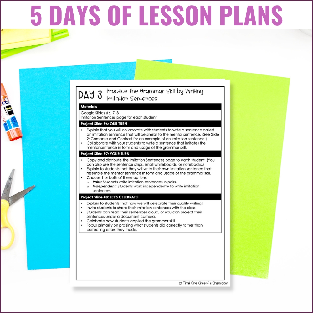 4th Grade Subject and Predicate Grammar and Writing Lesson and ...