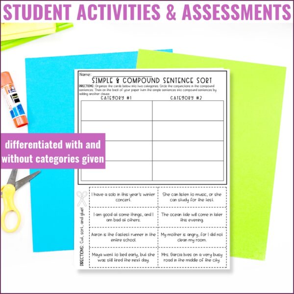 4th Grade Compound Sentences Grammar and Writing Lesson and Activities ...