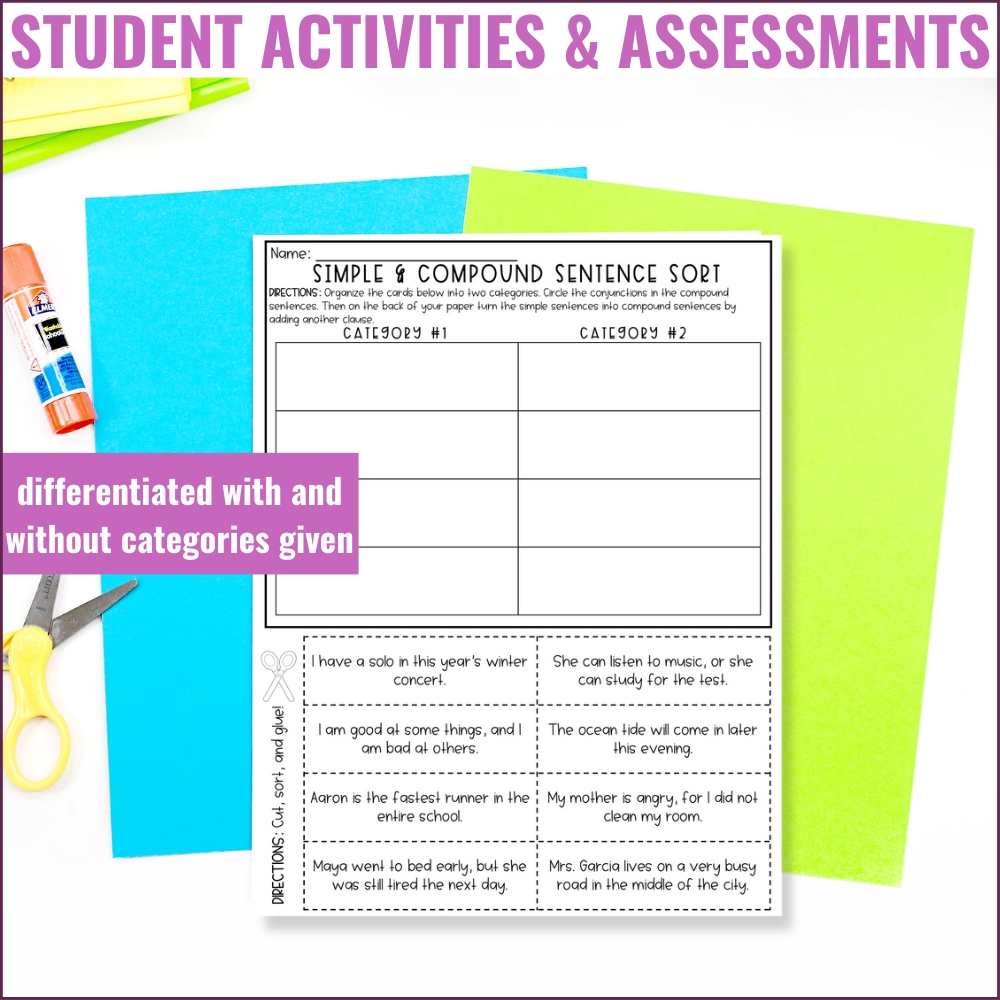 4th Grade Compound Sentences Grammar and Writing Lesson and Activities ...