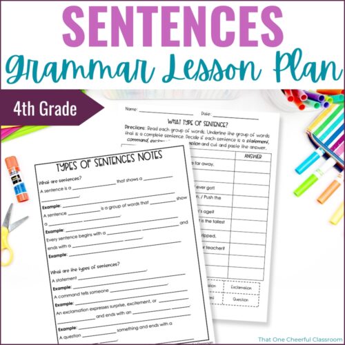 4th Grade Types of Sentences Grammar and Writing Lesson and Activities ...