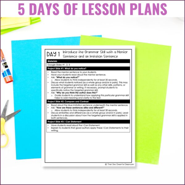 4th Grade Types of Sentences Grammar and Writing Lesson and Activities ...