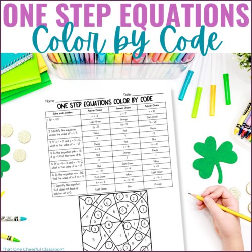 St. Patrick's Day Math Solving One Step Equations Color by Code | Made ...