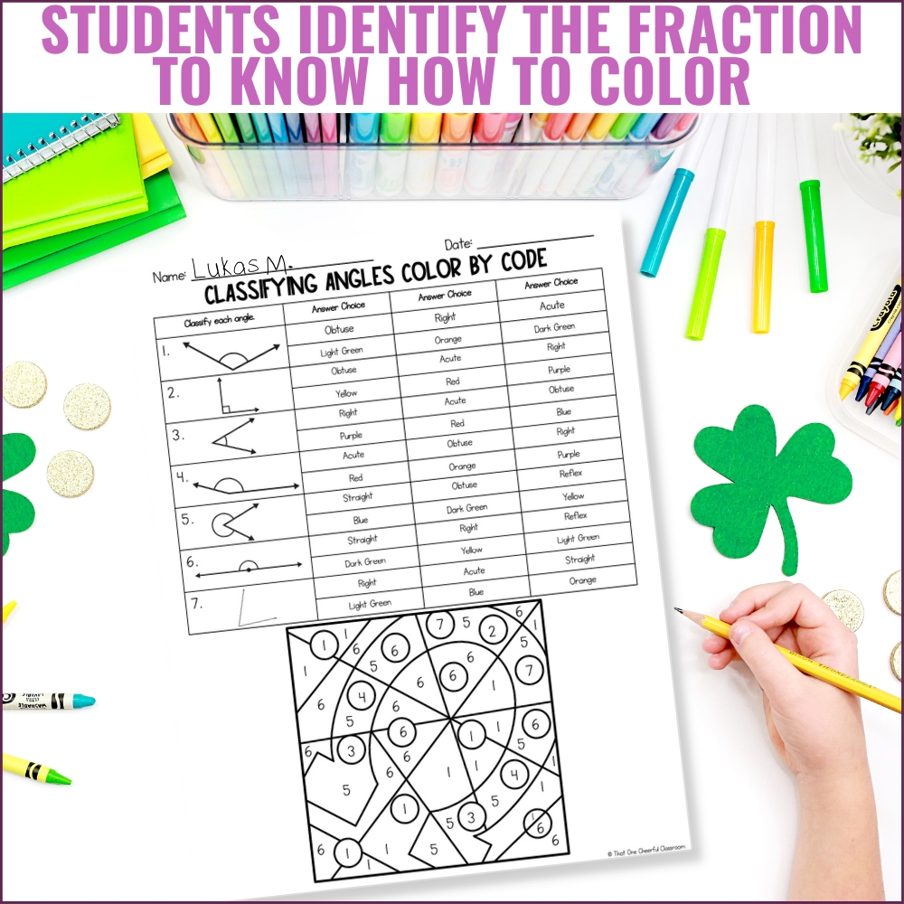 St. Patrick's Day Math Classifying Angles Color by Number | Made By ...